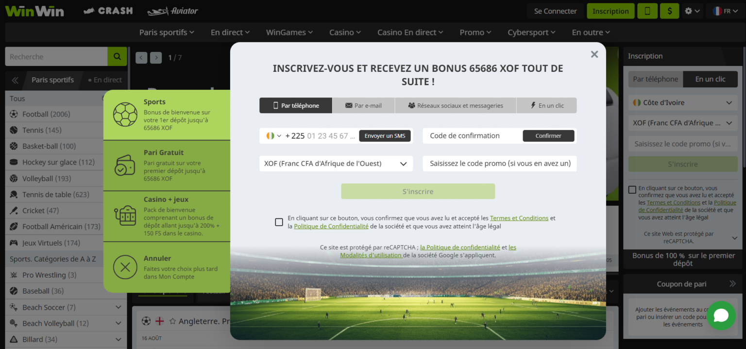 WinWin inscription complète ⇒ Inscription sur WinWin ⊳ Bonus 100 EUR ⊳ Connexion en ligne